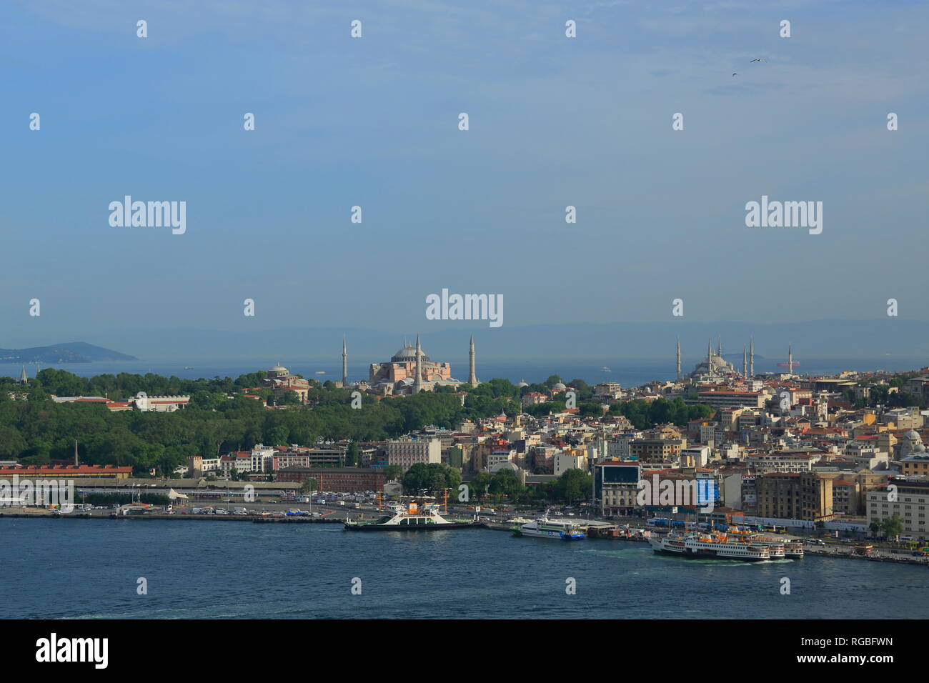 Istanbul, Turkey - Panoramic view of Istanbul. From Historic Galata ...