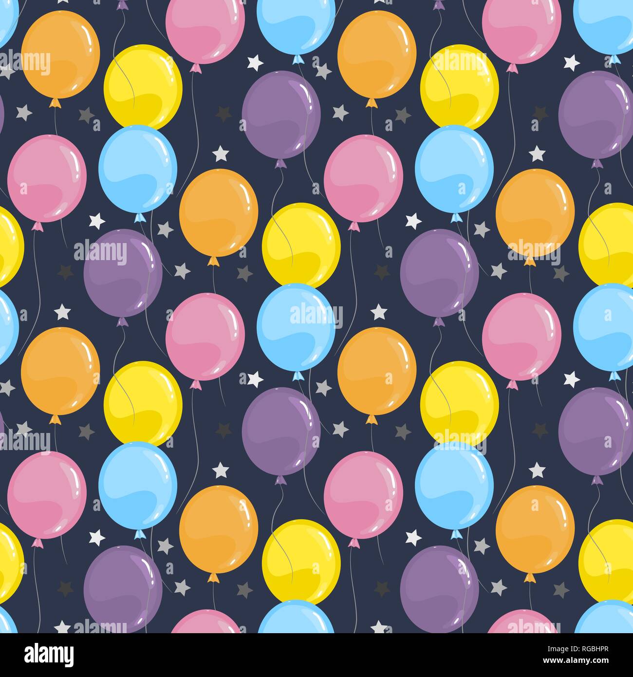 Seamless pattern with balloons party element in flat style.Endless ...