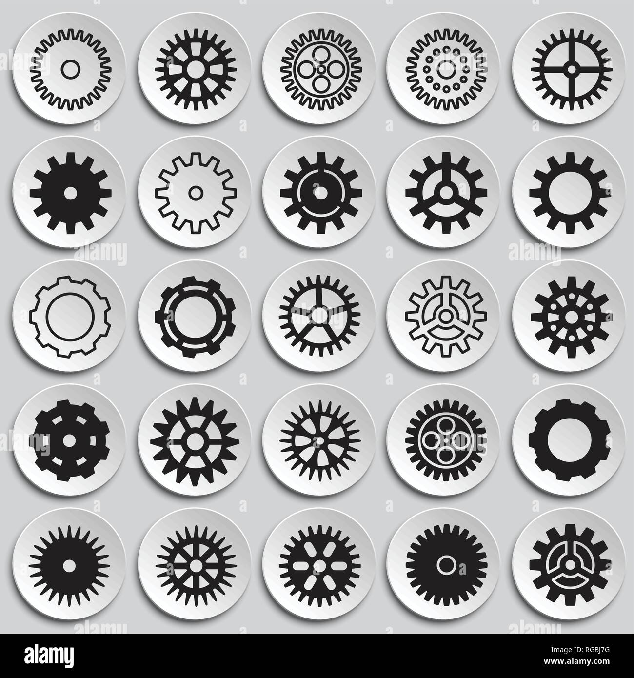 Gear icons set on plates background for graphic and web design, Modern ...
