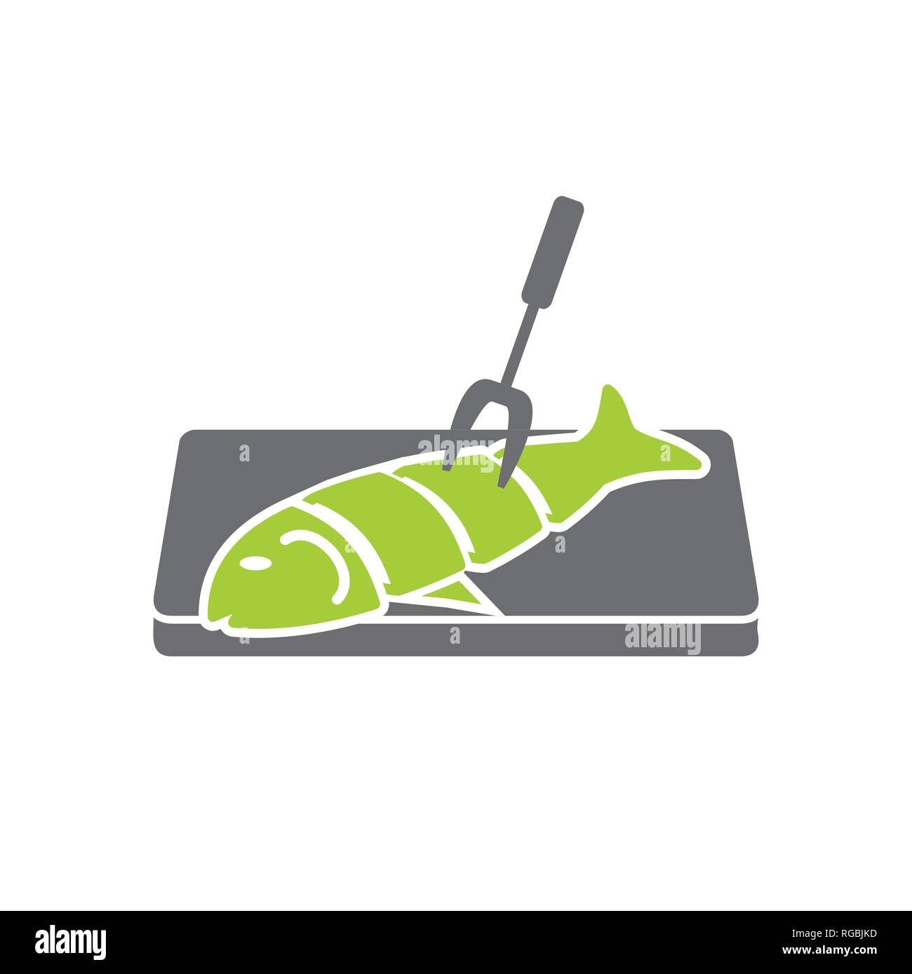 Grilled fish on white background for graphic and web design, Modern ...