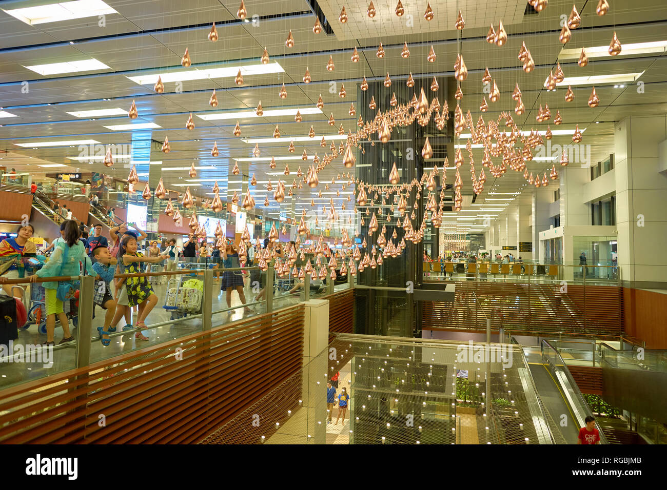 SINGAPORE - CIRCA AUGUST, 2016: Kinetic Rain at Singapore Changi ...