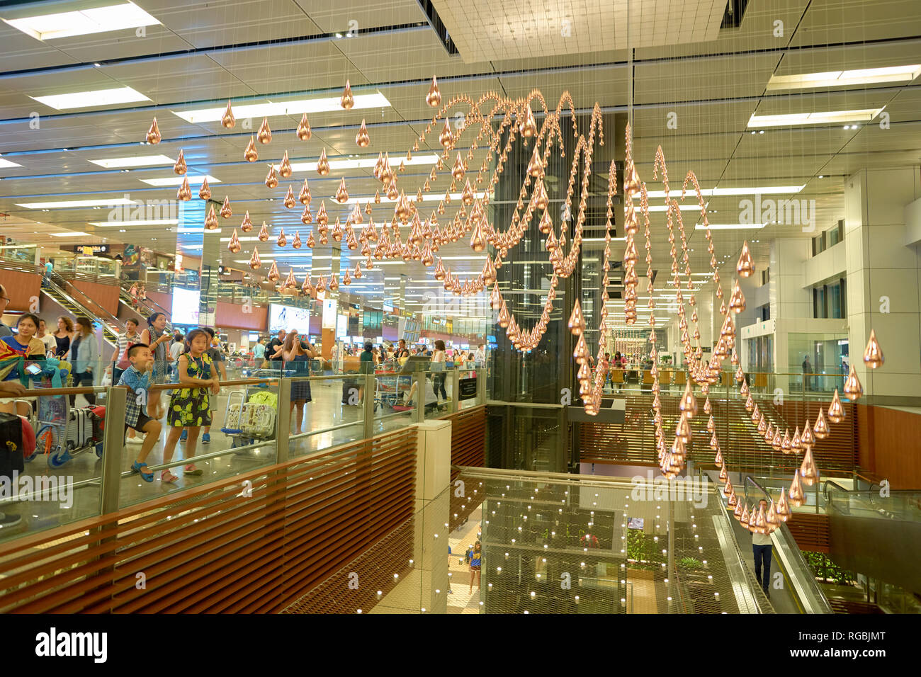 SINGAPORE - CIRCA AUGUST, 2016: Kinetic Rain at Singapore Changi ...