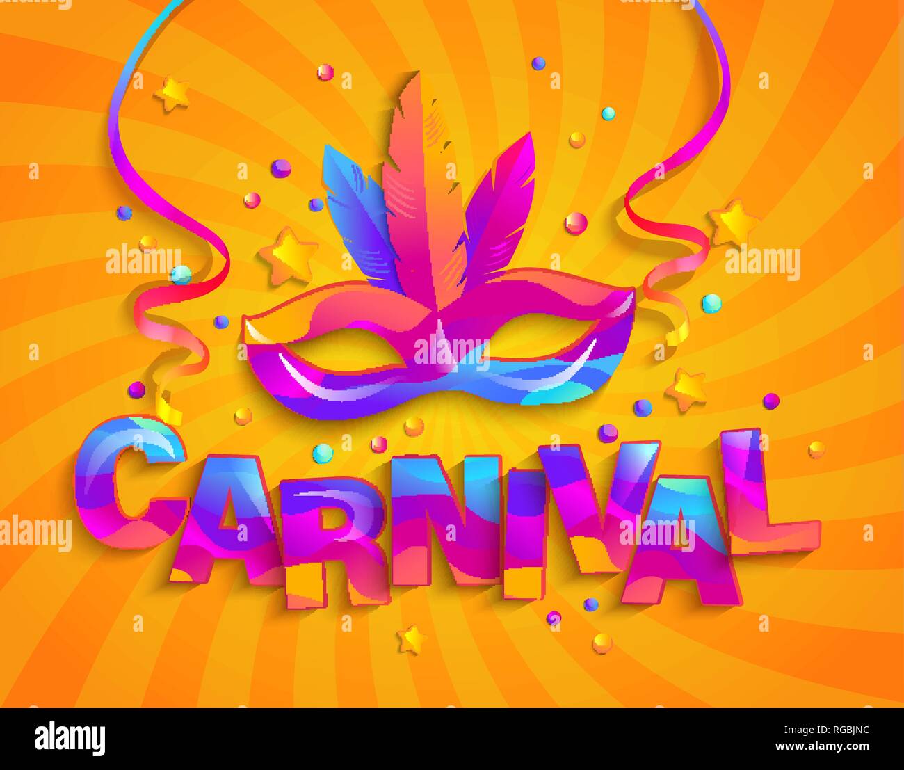 Mask with feathers for carnival festive on orange sunburst background ... Mask with feathers for carnival festive on orange sunburst background ...