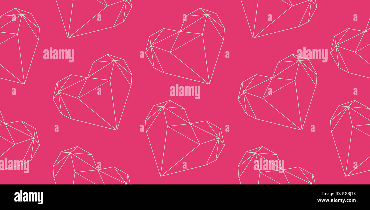 Graphic illustration polygonal diamond shape heart outlines seamless ...