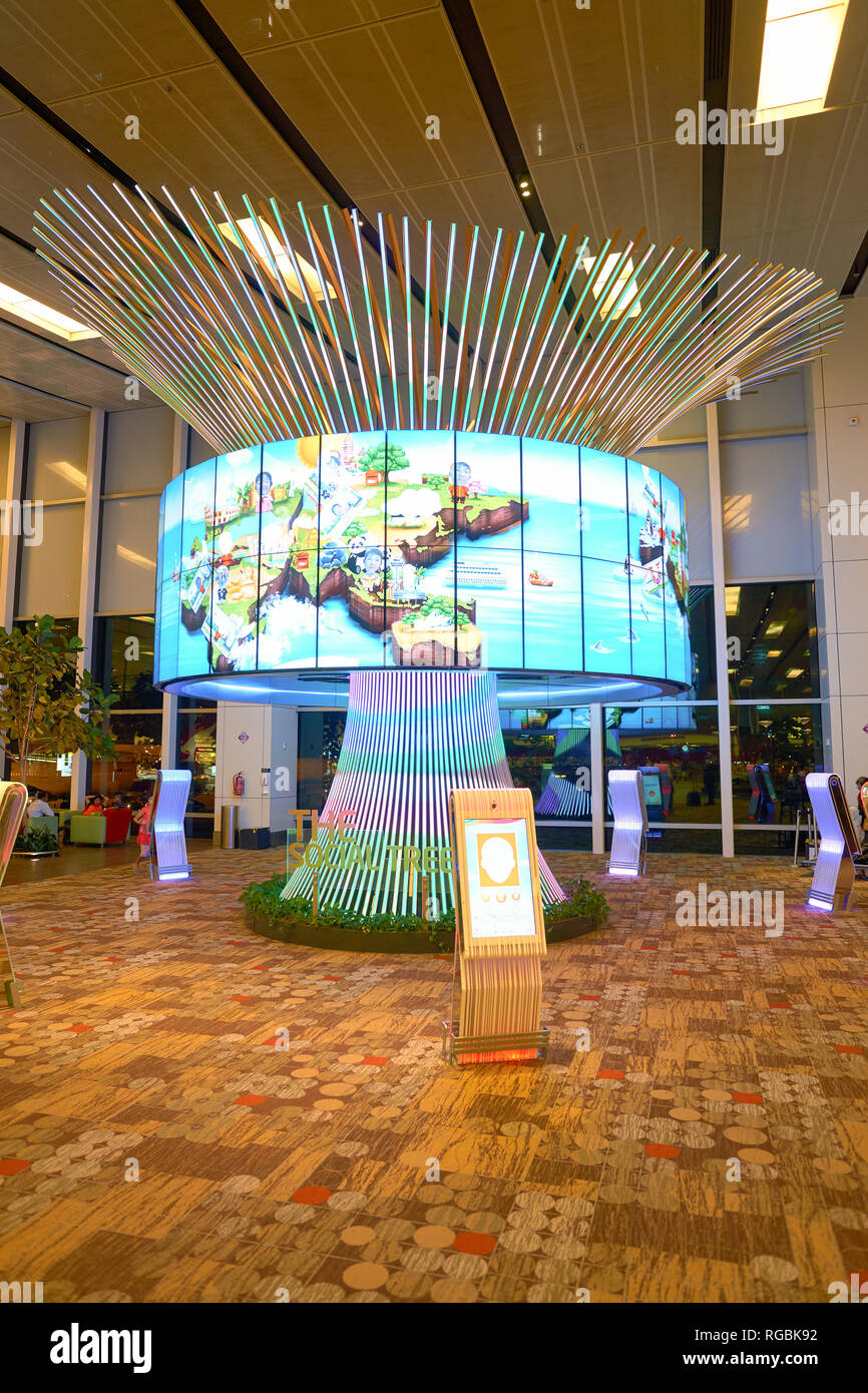 SINGAPORE - CIRCA AUGUST, 2016: the Social Tree at Singapore Changi ...