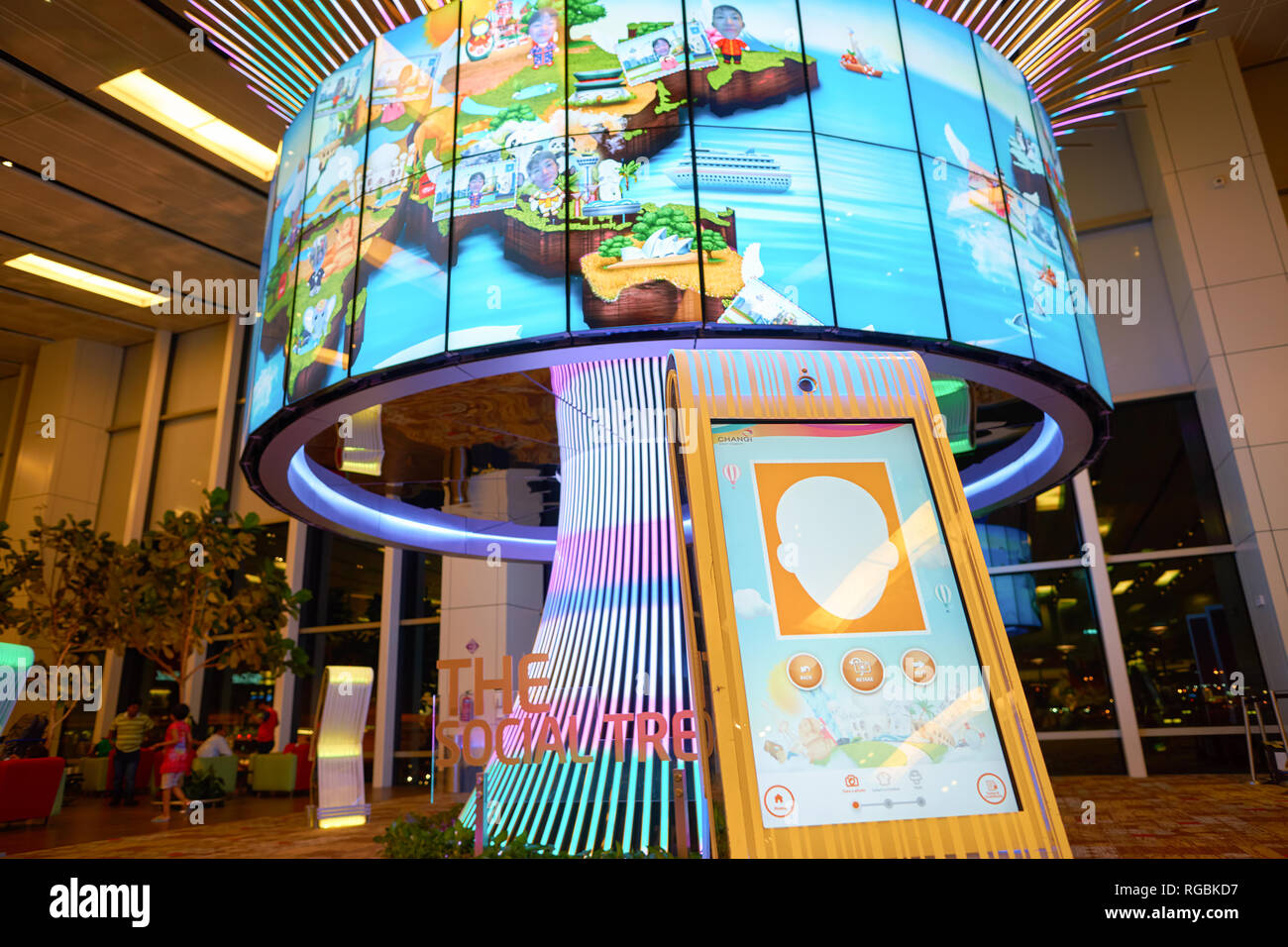 SINGAPORE - CIRCA AUGUST, 2016: the Social Tree at Singapore Changi ...