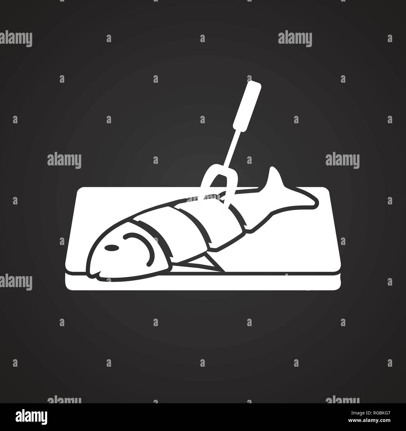 Grilled fish on black background for graphic and web design, Modern ...