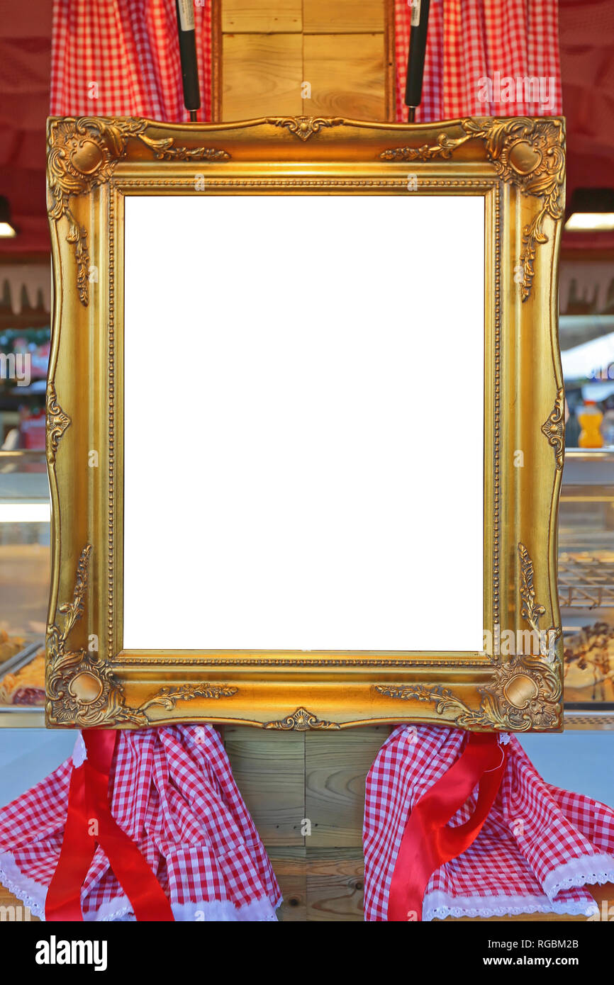 Rustic Golden Menu Frame in Bakery Shop Stock Photo - Alamy