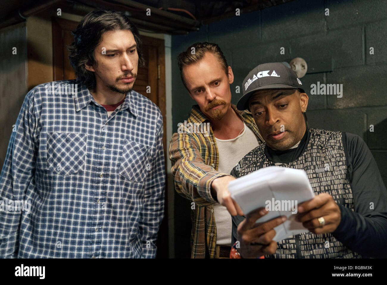 BLACKKKLANSMAN, from left: Adam Driver, Jasper Paakkonen, director ...