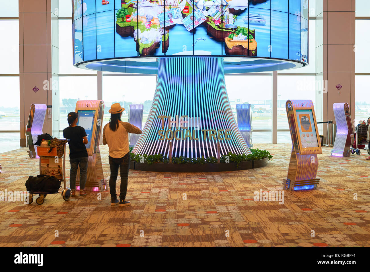 SINGAPORE - CIRCA SEPTEMBER, 2016: the Social Tree at Singapore Changi ...