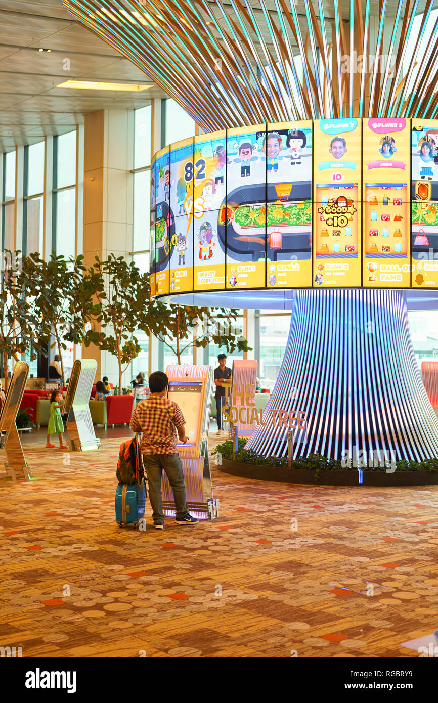 SINGAPORE - CIRCA SEPTEMBER, 2016: the Social Tree at Singapore Changi ...