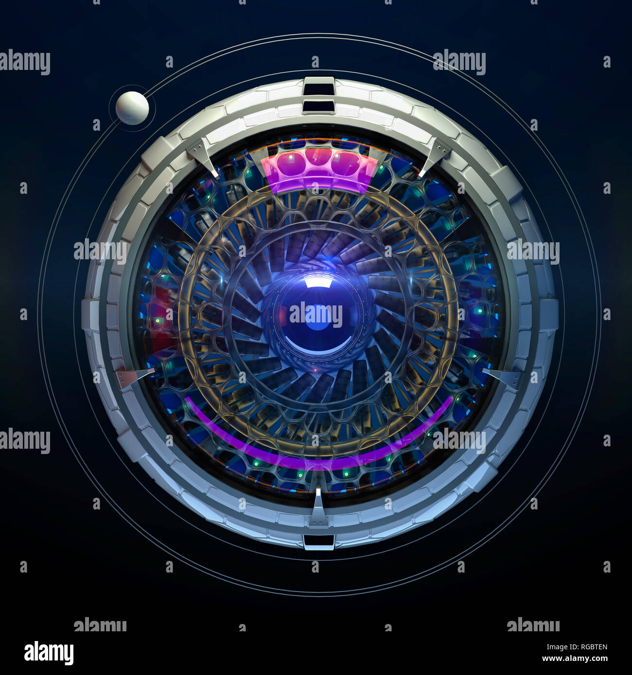 Stylized robotic eye 3d render. Image recognition machine vision neural ...