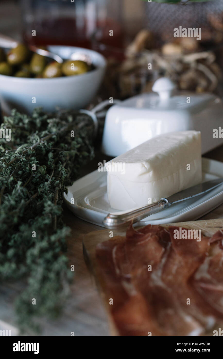 Butter and ham on the buffet of a luxury brunch Stock Photo - Alamy