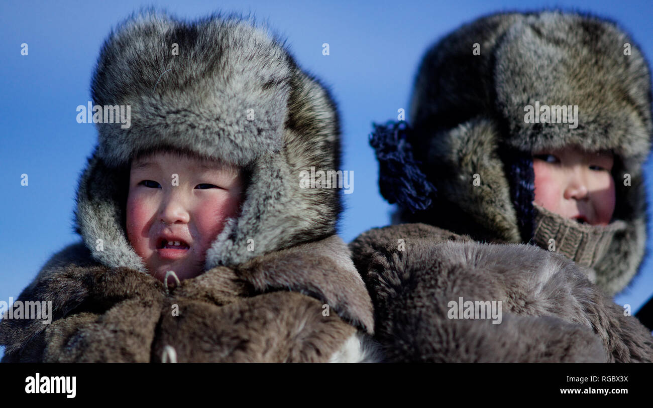 Even child in furcloths, Yakutia, Russia Stock Photo - Alamy