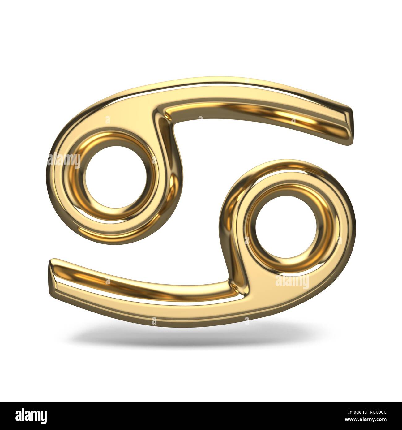Golden zodiac sign CANCER 3D rendering illustration isolated on white ...