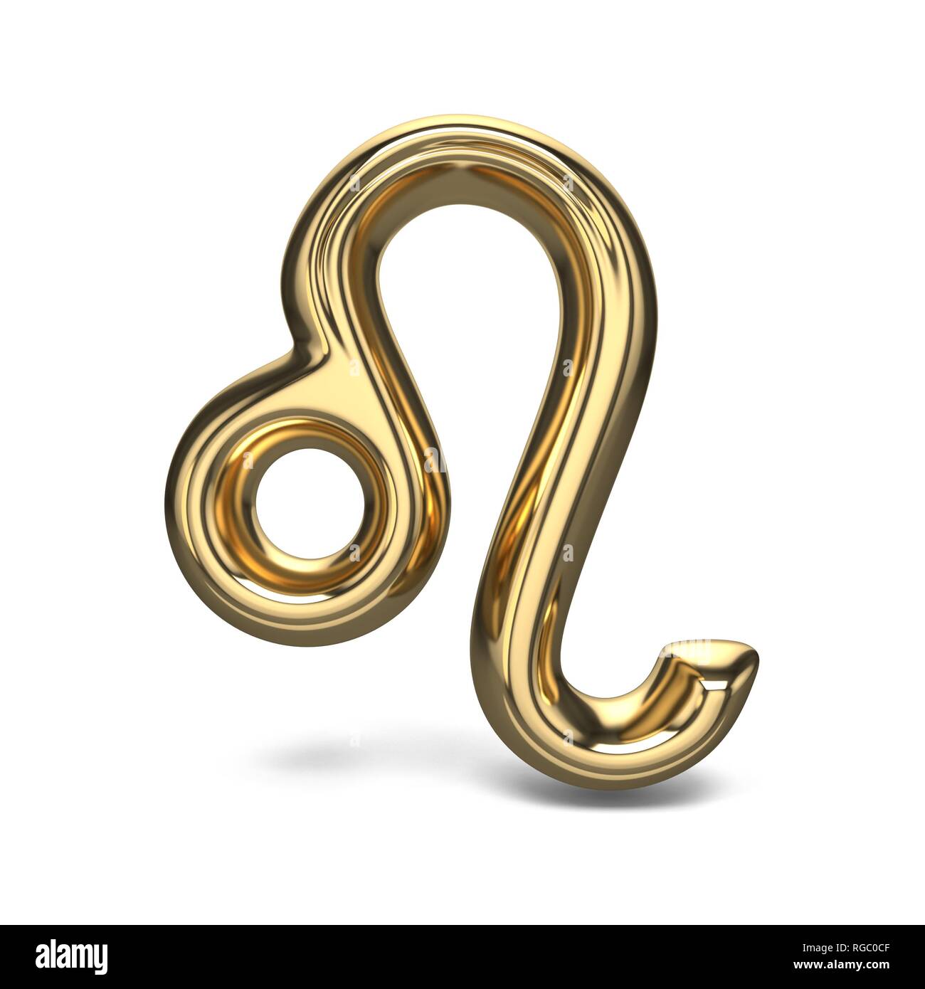 Golden zodiac sign LEO 3D rendering illustration isolated on white ...