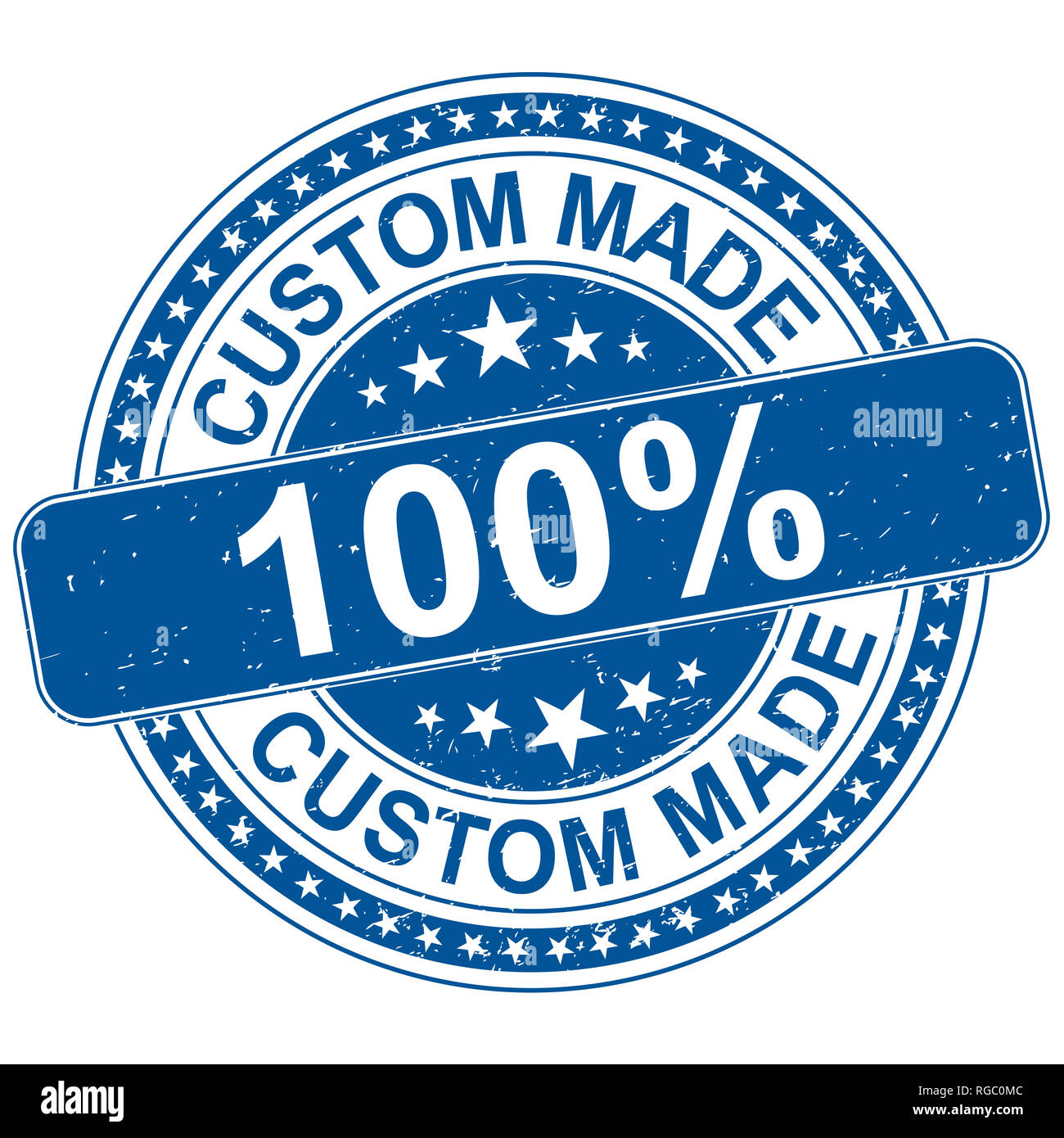 round blue rubber stamp on white background Stock Photo - Alamy