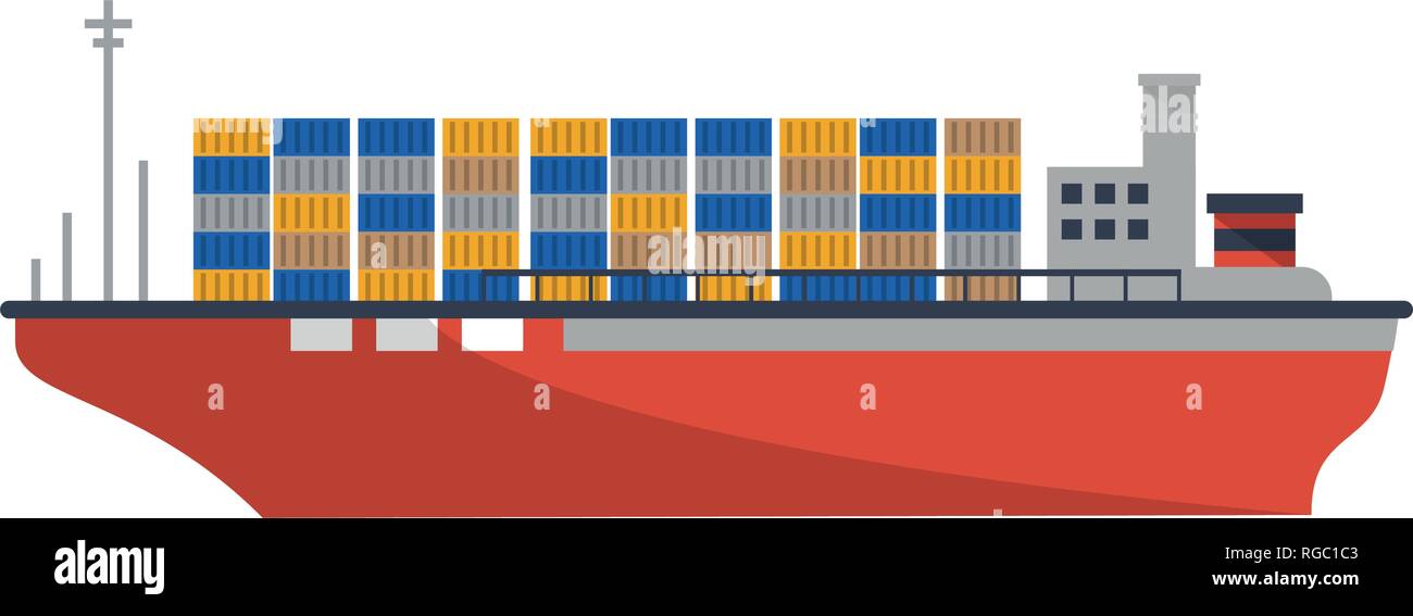 Freighter boat with containers Stock Vector Image & Art - Alamy