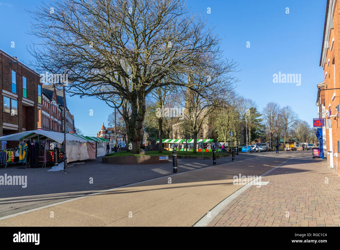 View from Alcester Street towards Market in Redditch town centre ...