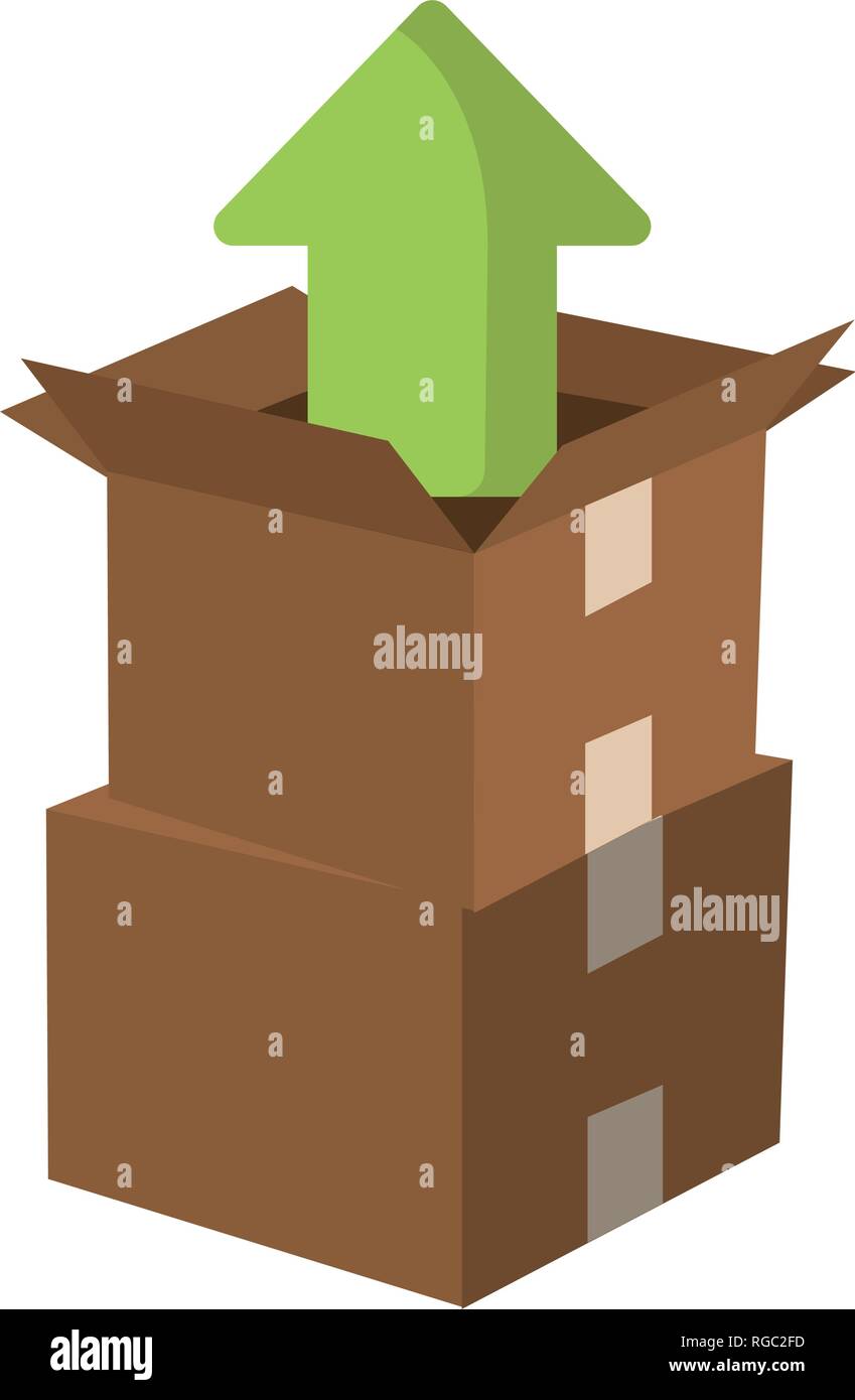 cardboard boxes open with arrow up Stock Vector Image & Art - Alamy