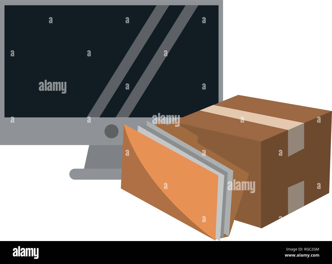 computer and cardboard box with folder Stock Vector Image & Art - Alamy