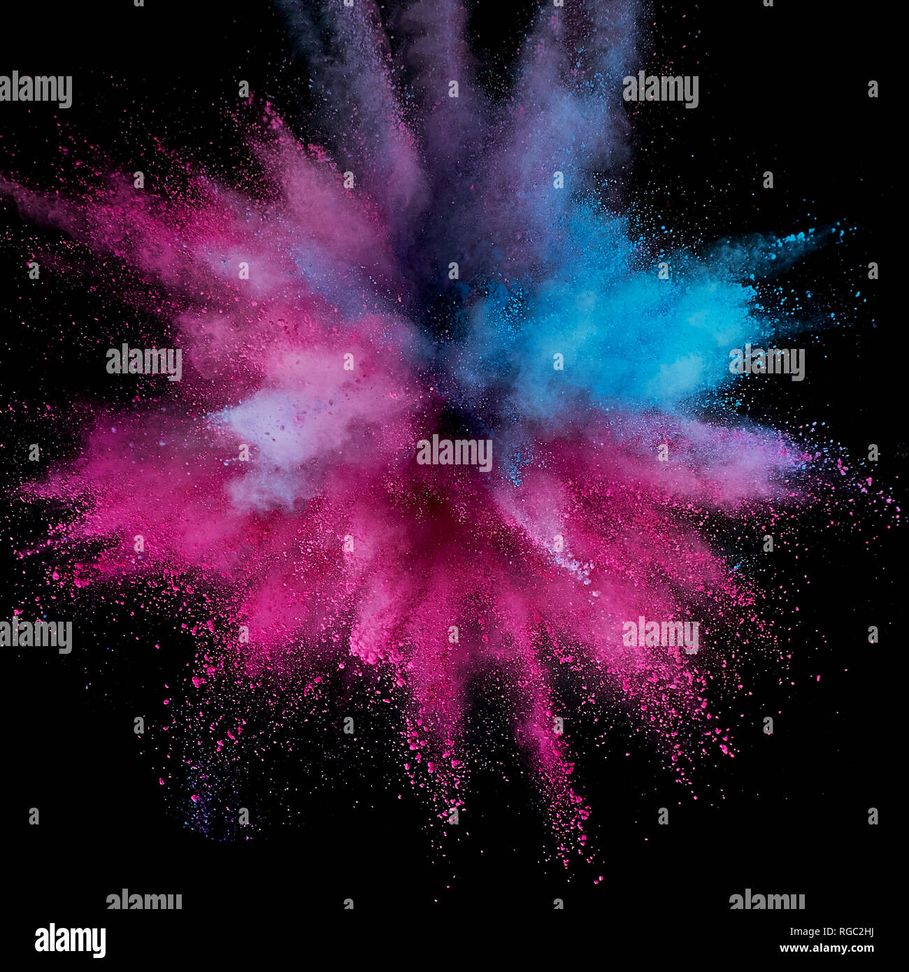 Colored powder explosion. Abstract closeup dust on backdrop. Colorful ...