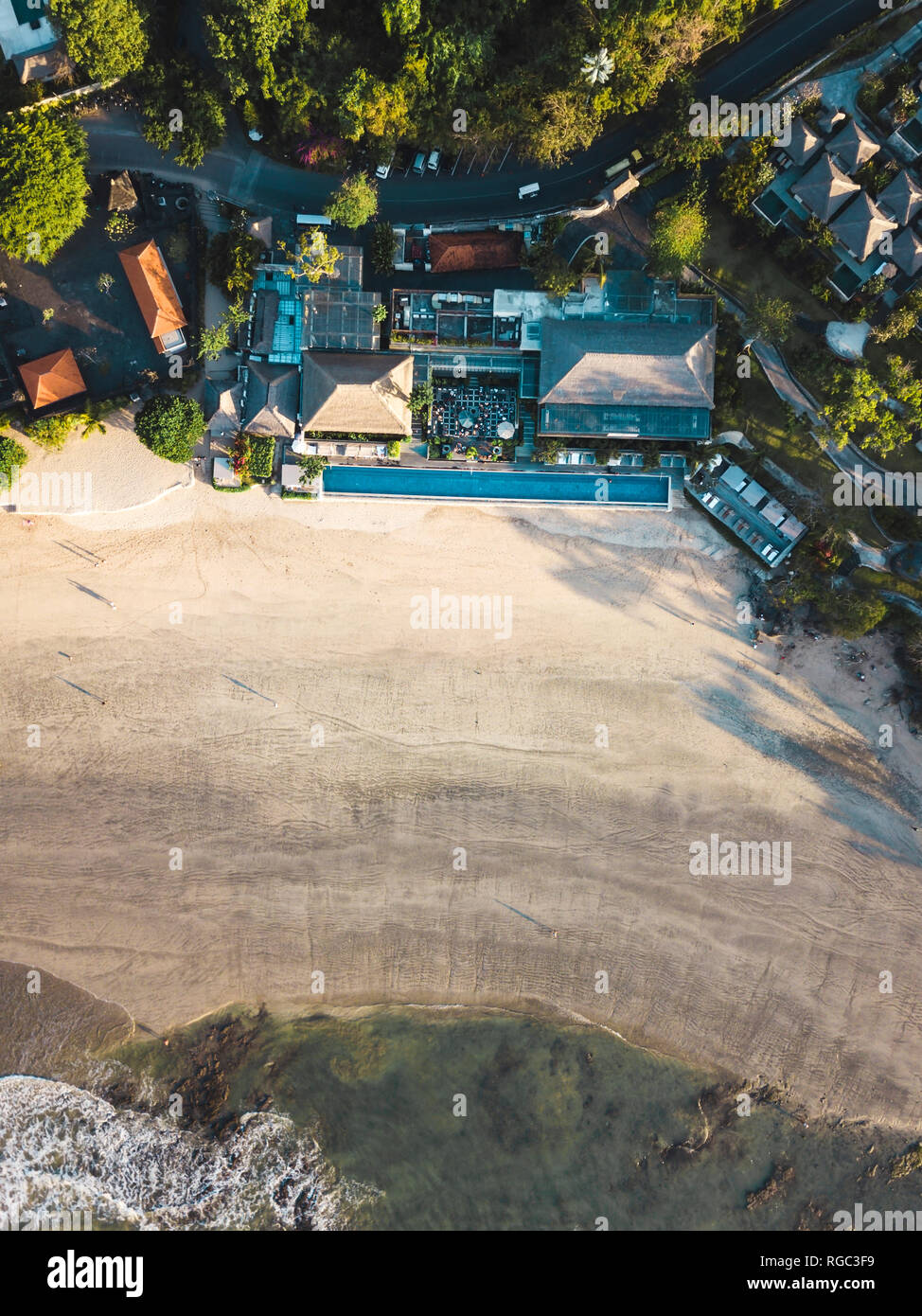 Indonesia, Bali, Aerial view of Jimbaran beach from above Stock Photo ...