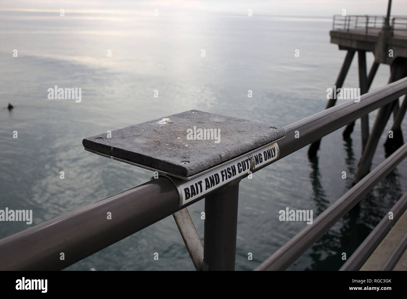 Bait and fish only - Bait cutting table on the Huntington Beach pier in ...