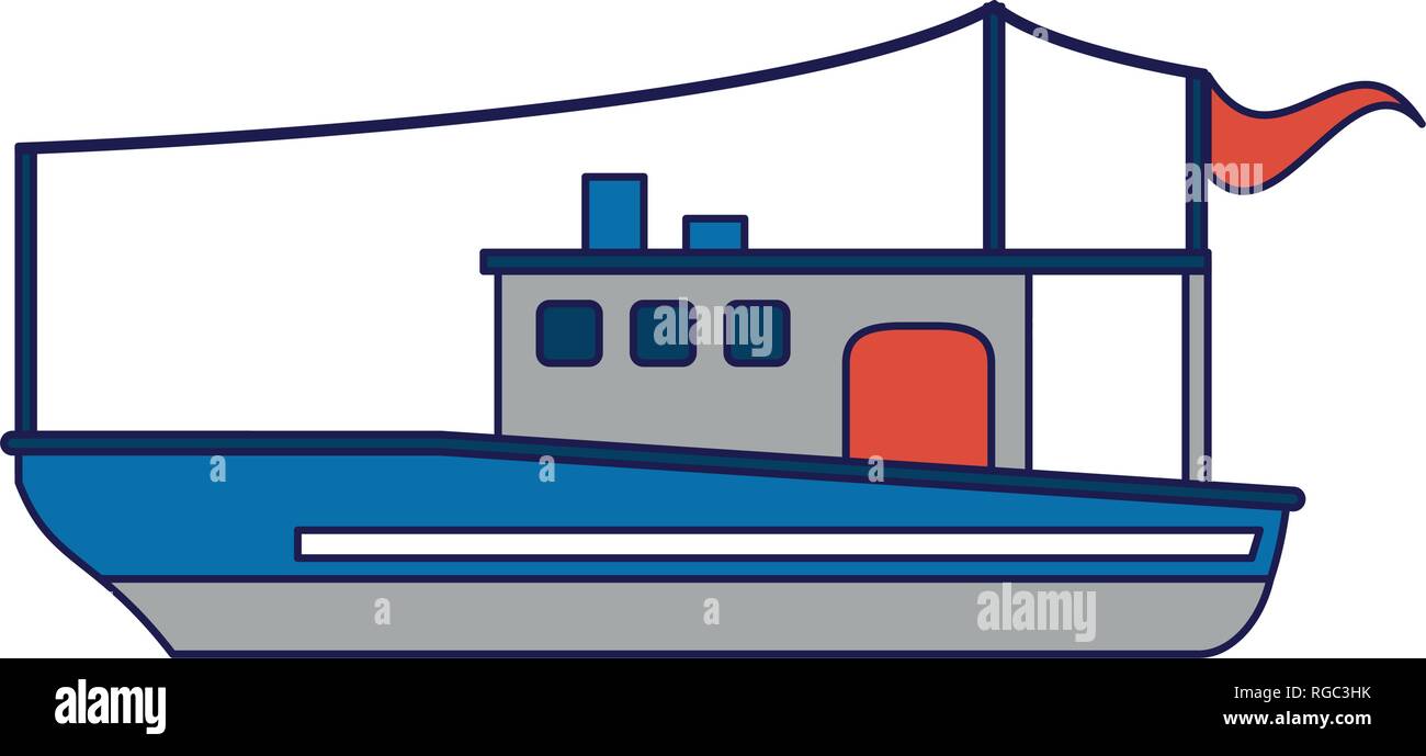 Ship fish boat symbol blue lines Stock Vector Image & Art - Alamy