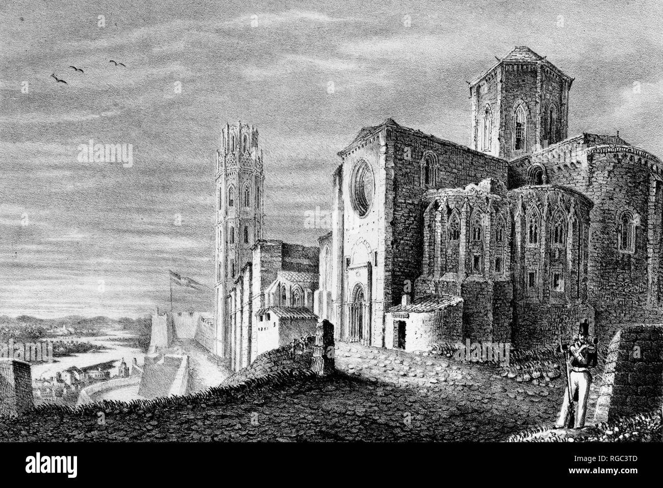 Cathedral of lerida in lithography hi-res stock photography and images ...