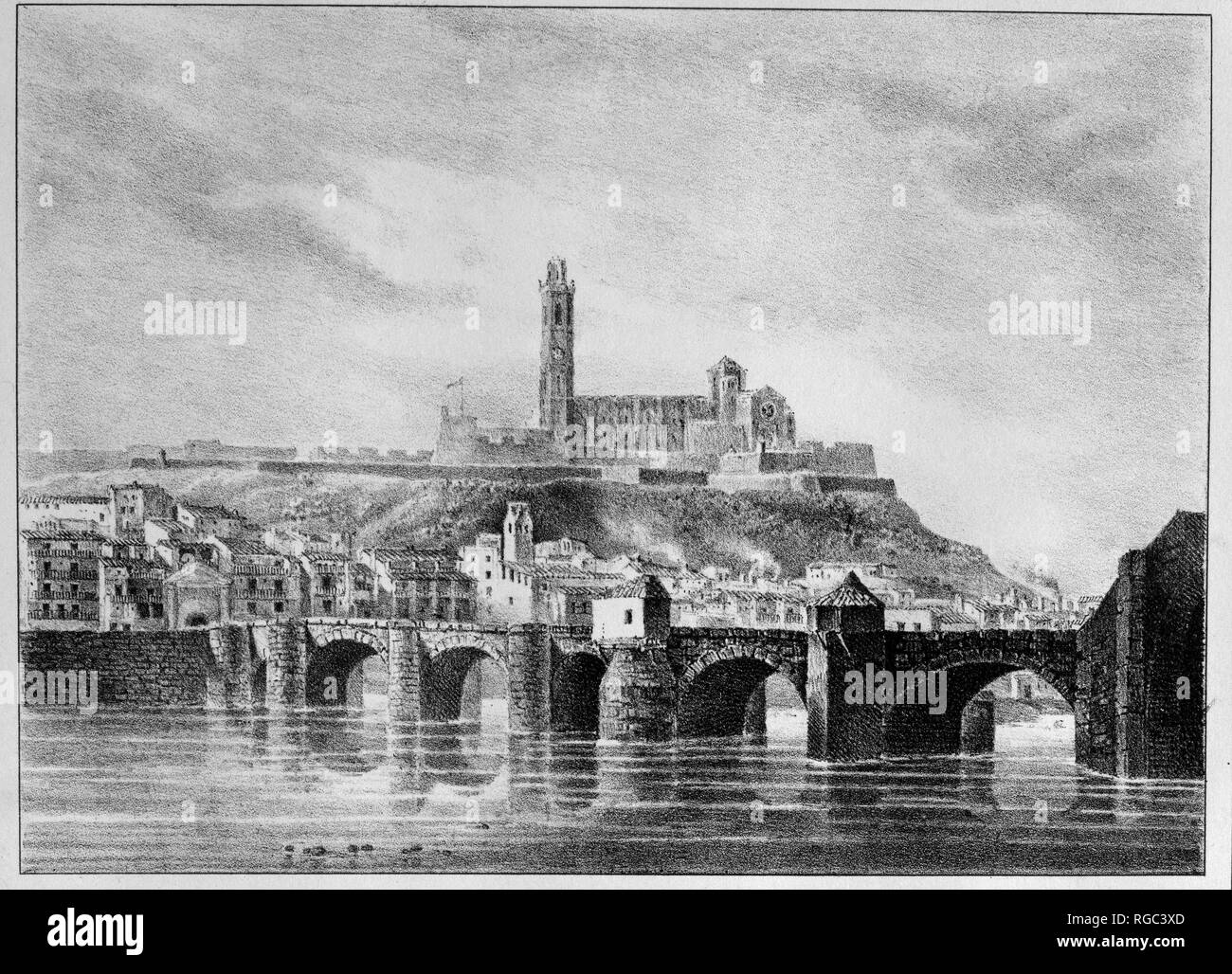Cathedral of lerida in lithography hi-res stock photography and images ...