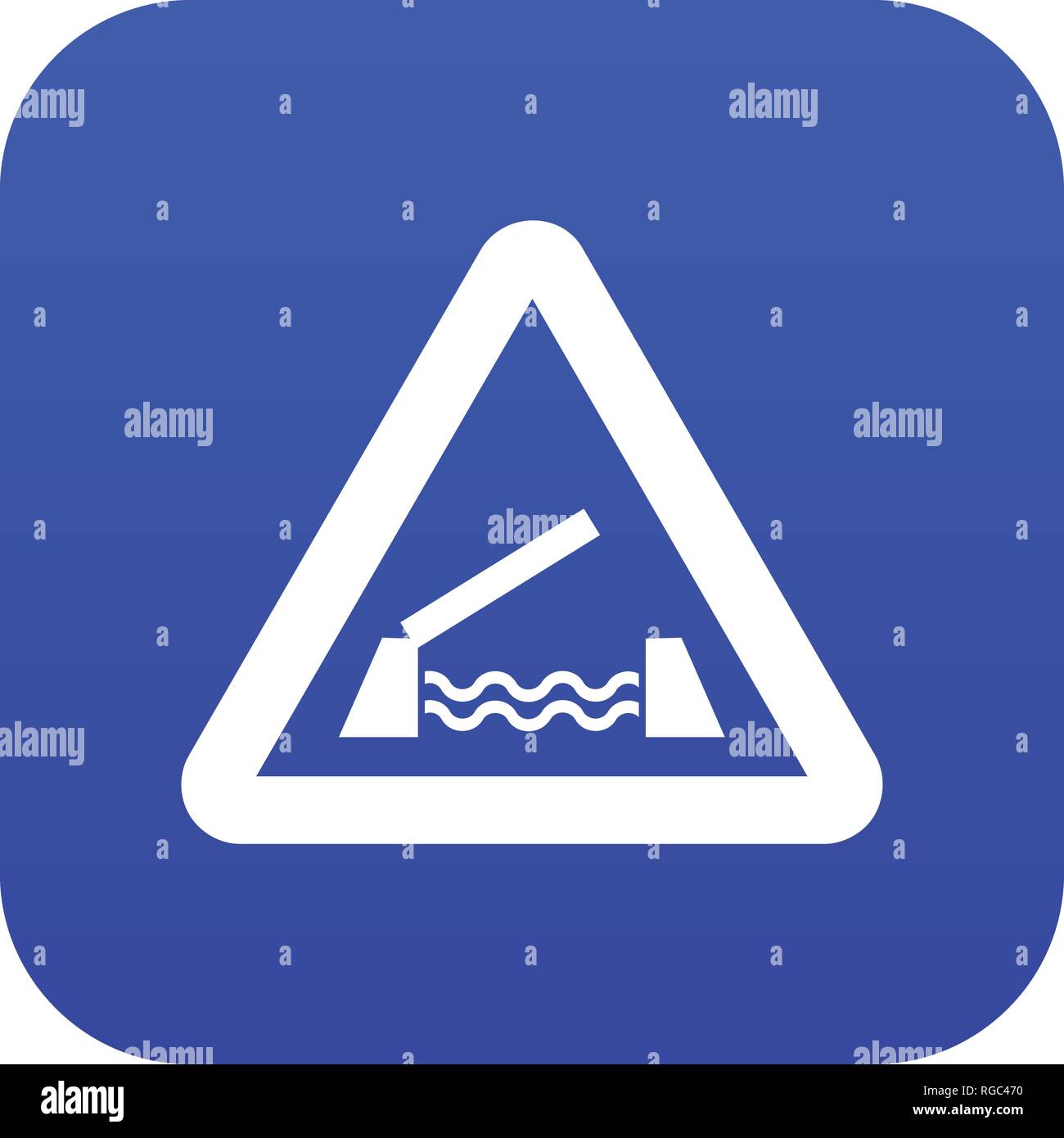 Lifting bridge warning sign icon digital blue Stock Vector Image & Art ...