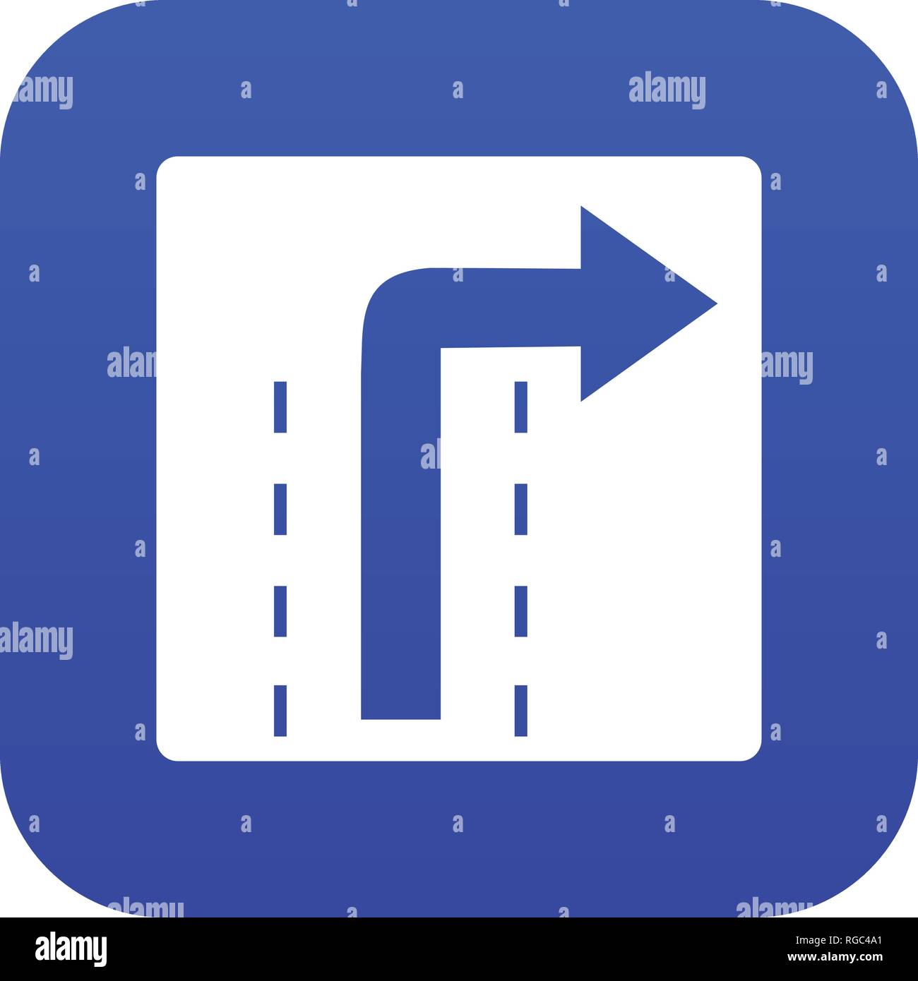 Turn right traffic sign icon digital blue Stock Vector Image & Art - Alamy