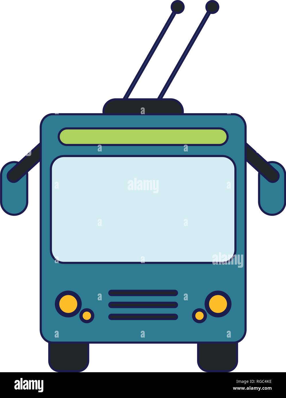 public bus frontview isolated blue lines Stock Vector Image & Art - Alamy