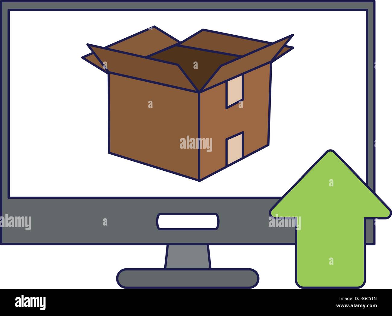 tablet and box uploading files blue lines Stock Vector Image & Art - Alamy