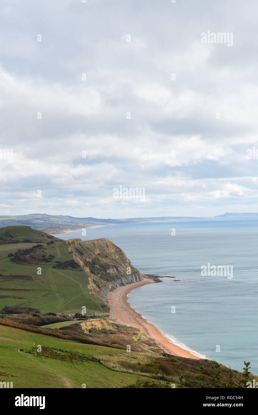 Scenic view of the Dorset coastline around the Seatown area Stock Photo ...