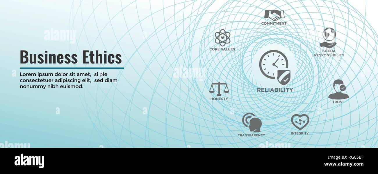 Business Ethics Web Banner and Icon Set w Honesty, Integrity ...
