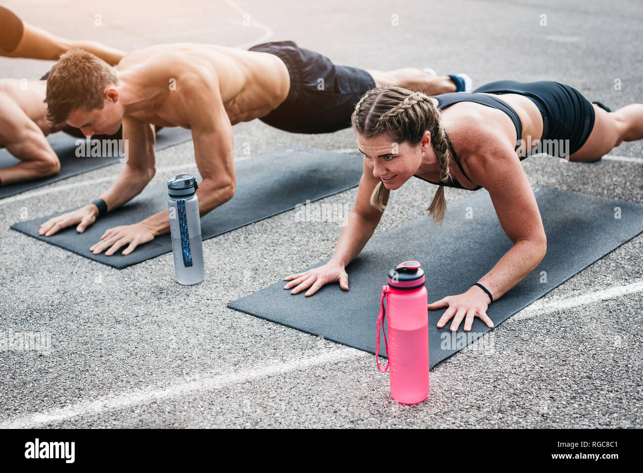 People during workout, plank Stock Photo - Alamy