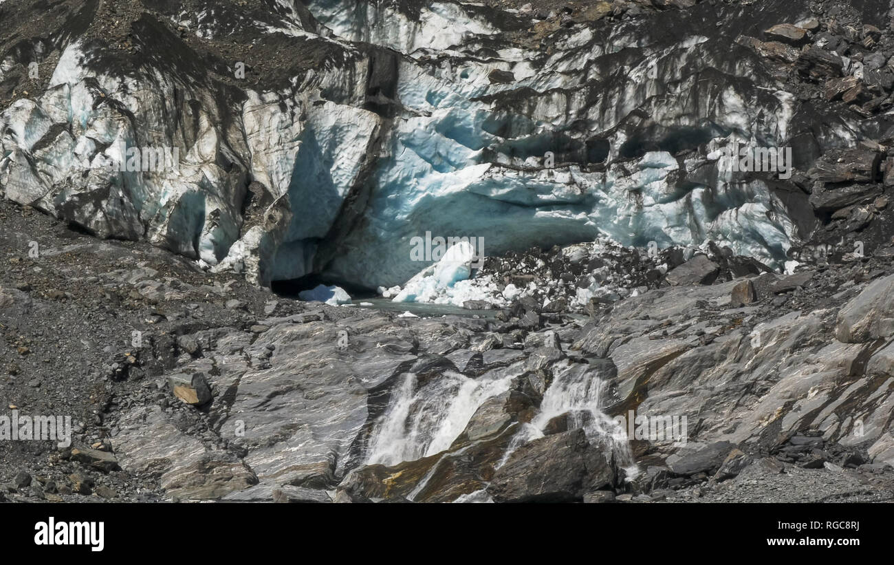 the glacier terminus of franz josef glacier on the west coast of new ...