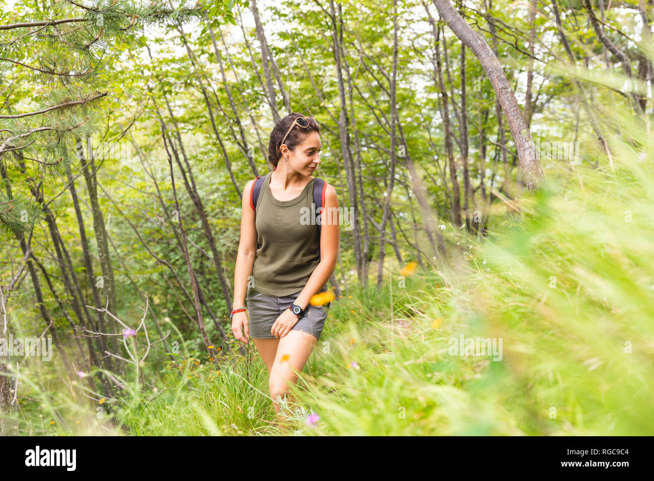 Italy, Massa, young woman hiking in the Alpi Apuane mountains Stock ...