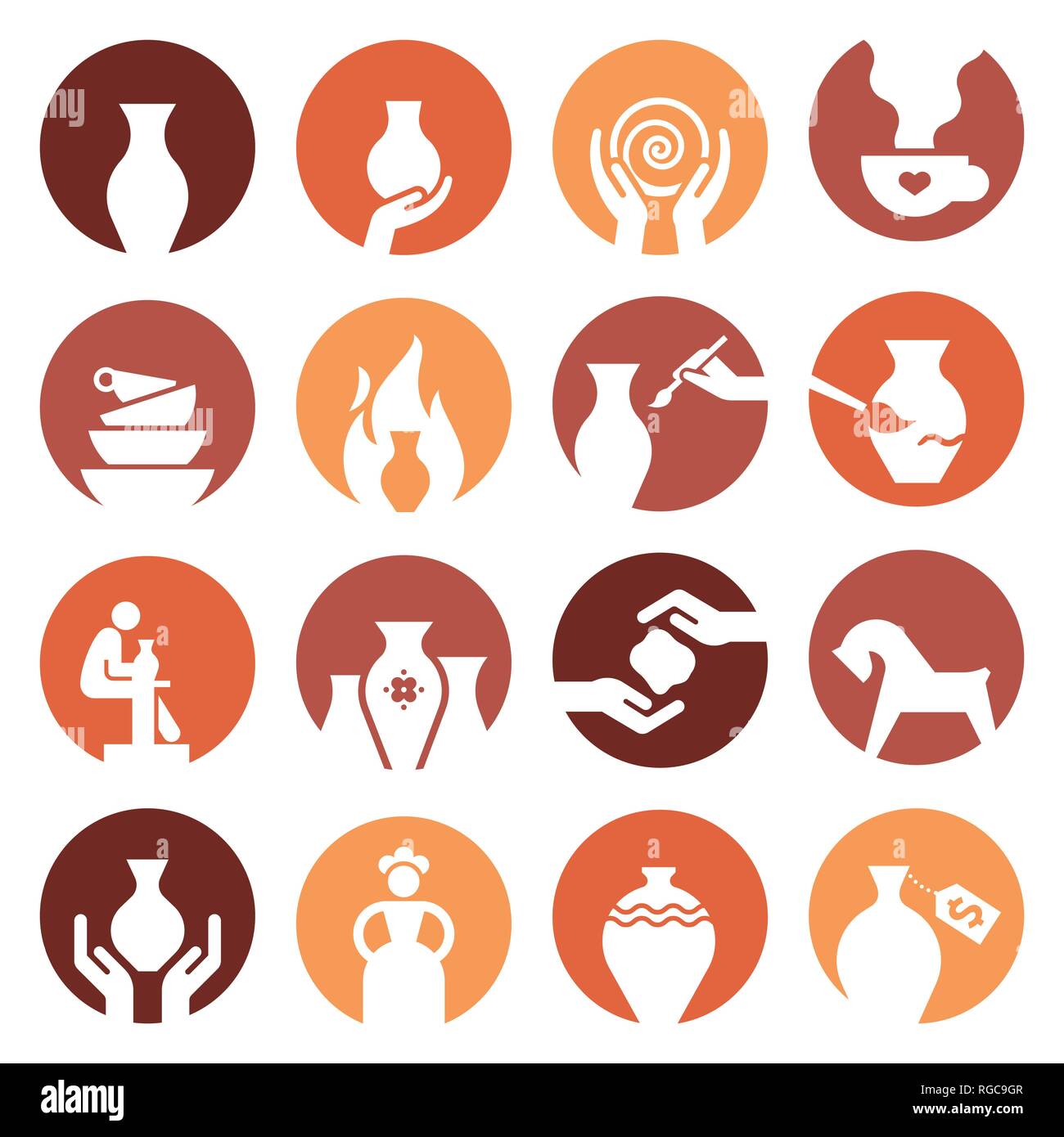 Stock vector illustration of classic pot and bowl. Pottery icons set ...