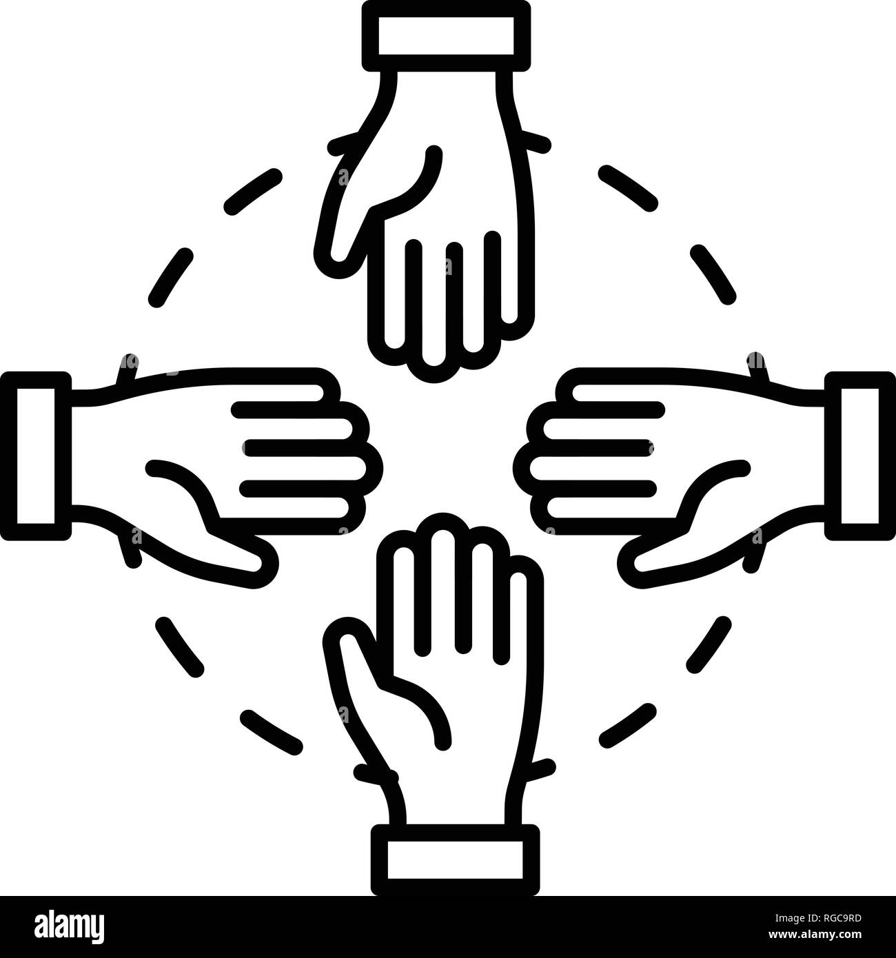 Hand teamwork icon, outline style Stock Vector Image & Art - Alamy