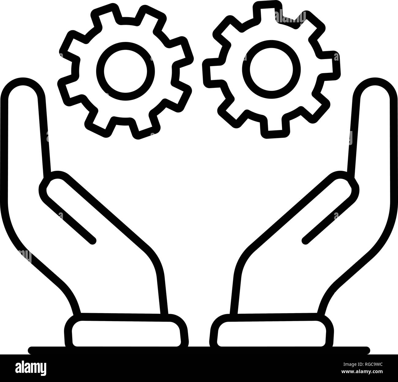Gear cog company in hands icon, outline style Stock Vector Image & Art ...