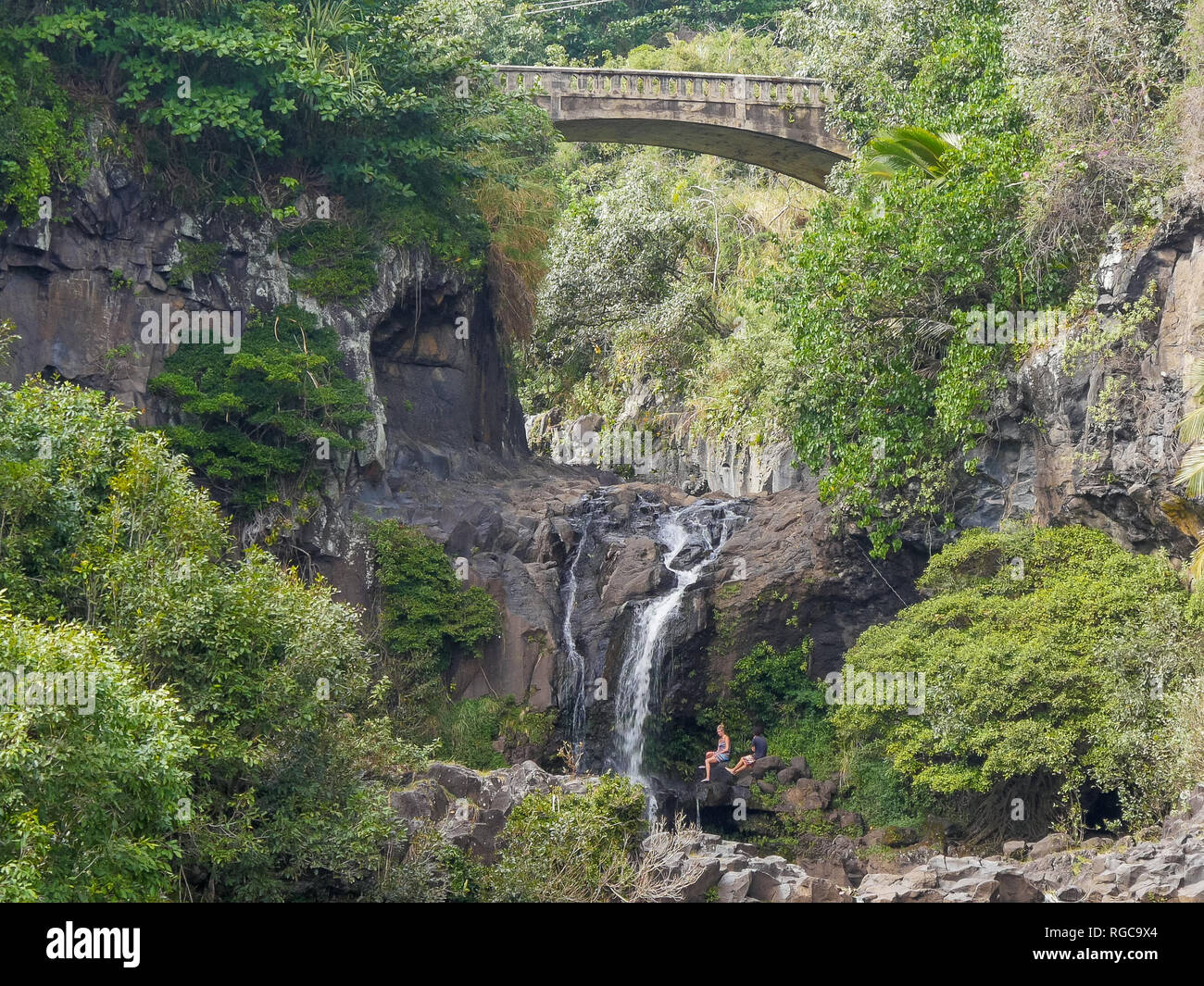 waterfalls at the famous seven sacred pools at oheo gulch on maui Stock ...