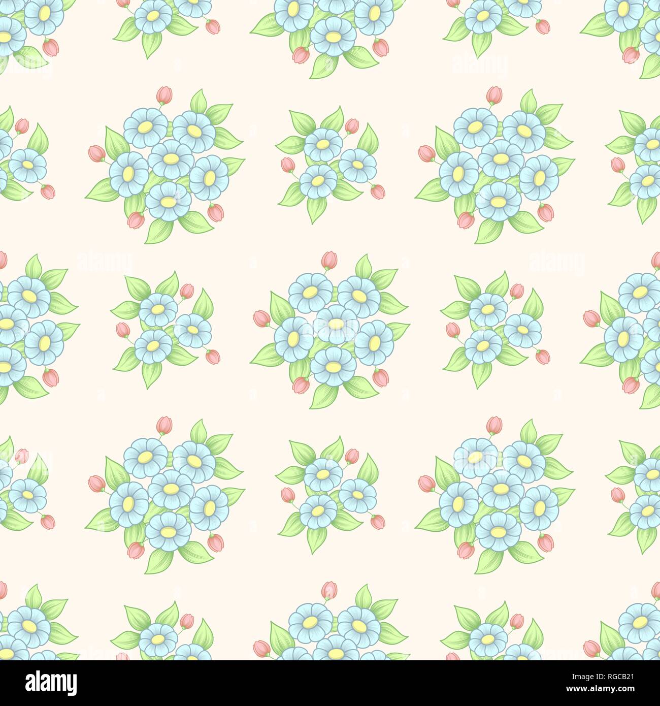 Seamless floral background with pastel color daisy Stock Vector Image ...