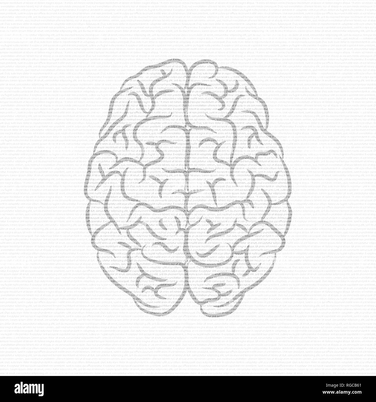 White background with sample text and dark gray human brain silhouette ...