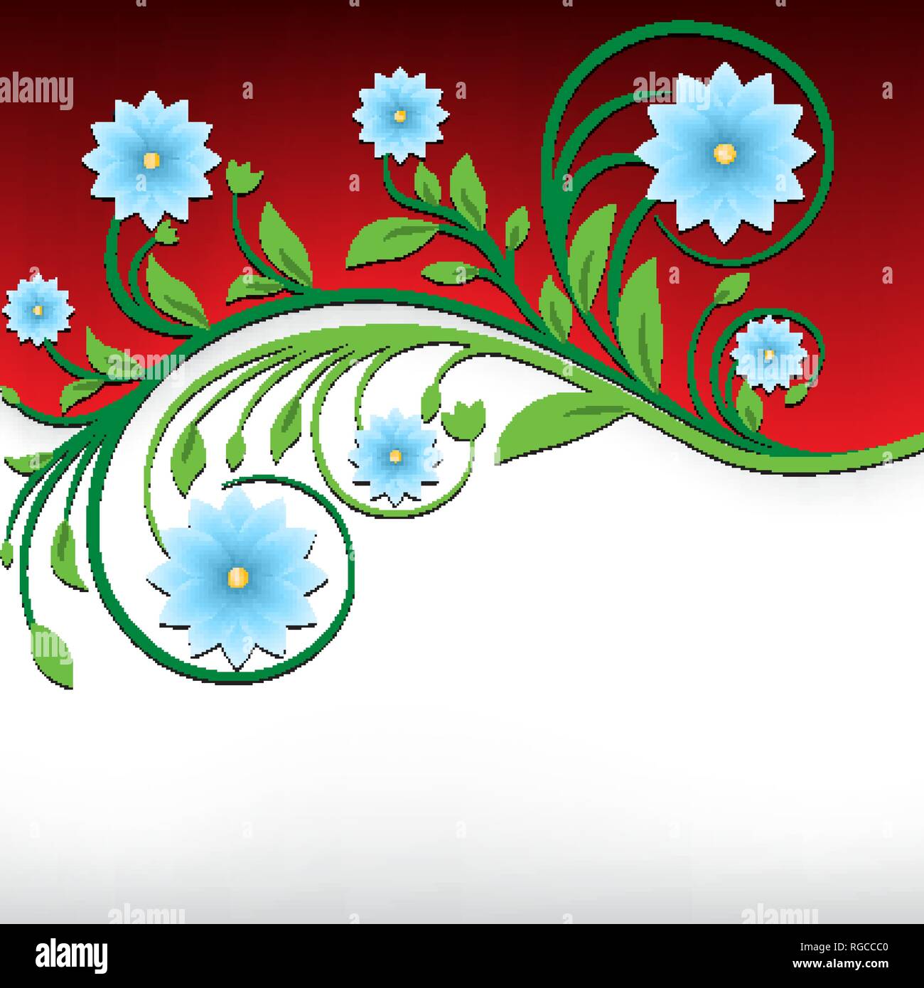abstract spring floral ornament on red white background Stock Vector ...
