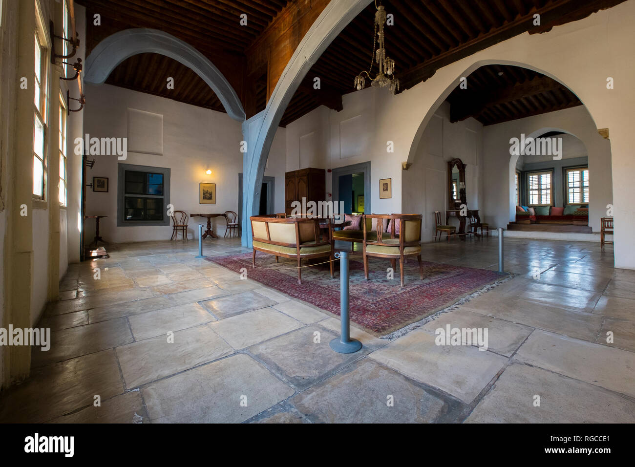 The living room area at the Hadjigeorgakis Kornesios Mansion in Nicosia ...
