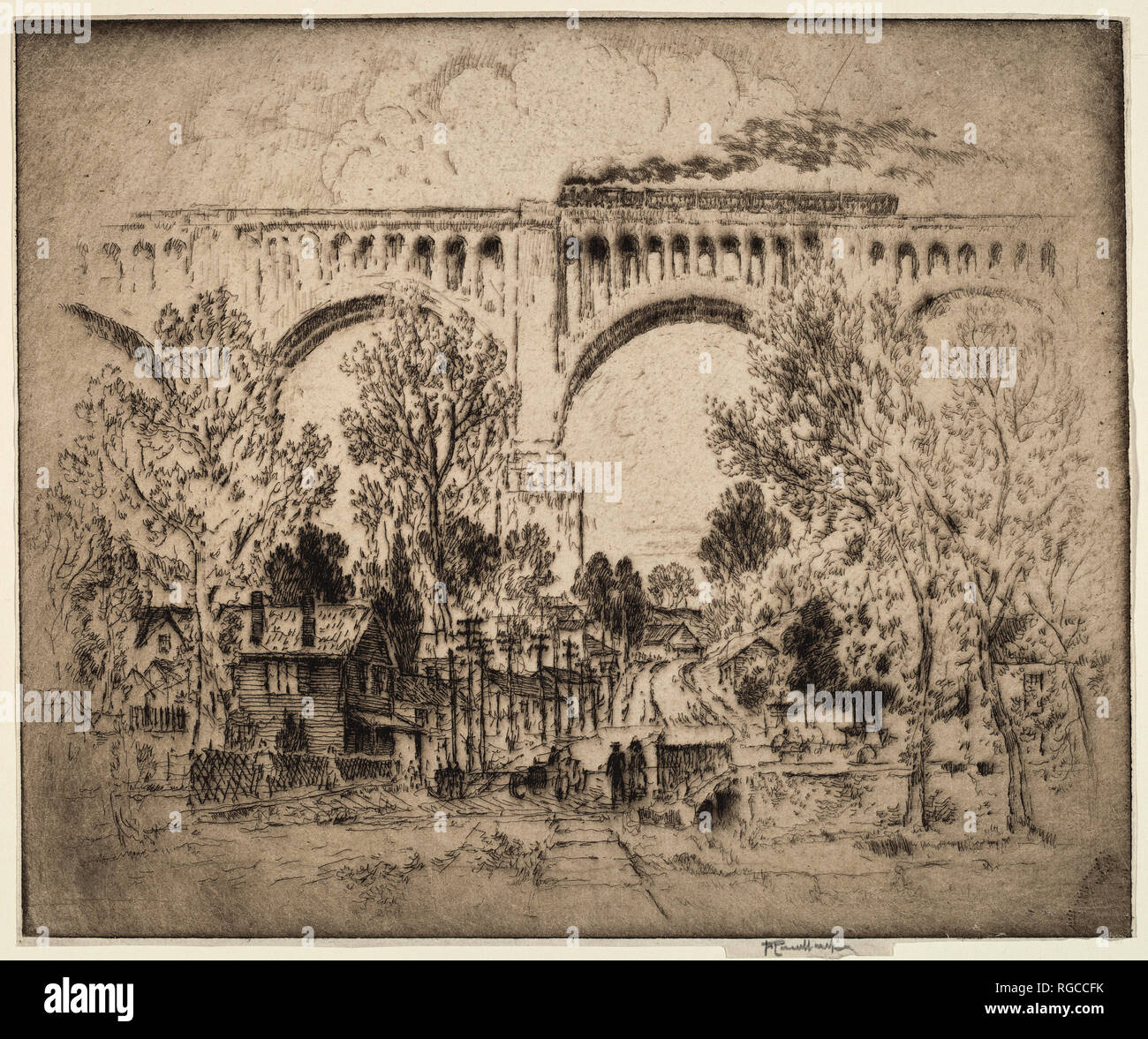 The Viaduct, D., L. & W. at Nicholson, Pa. Dated: 1919. Medium: etching ...