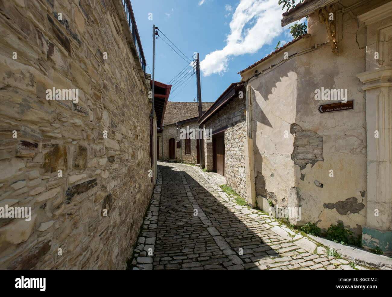 A quaint alley street in the small village of Lefkara in Cyprus Stock ...